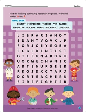 Community Helpers Word Search