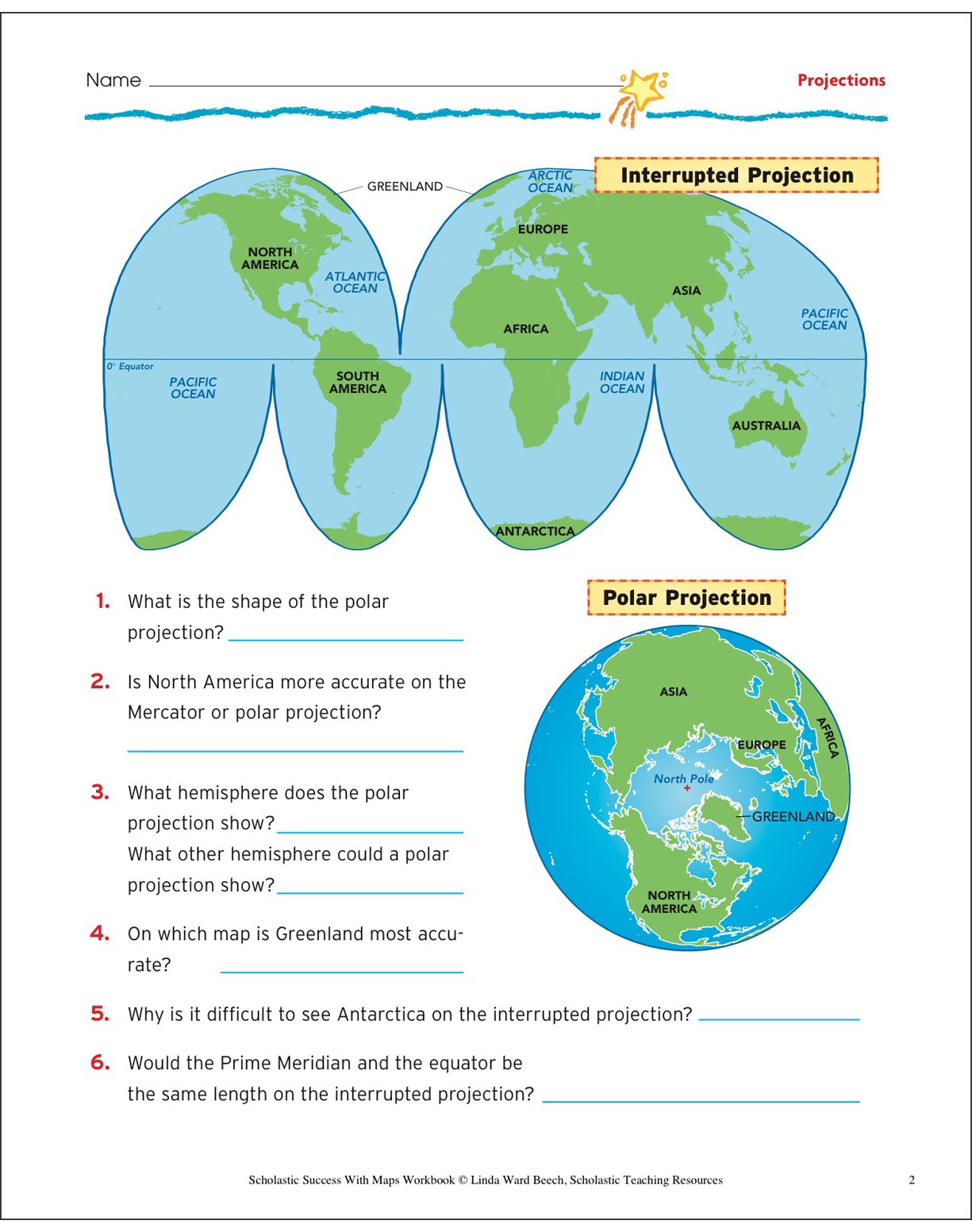 Projections of the World: Map Skills | Printable Maps and Skills Sheets
