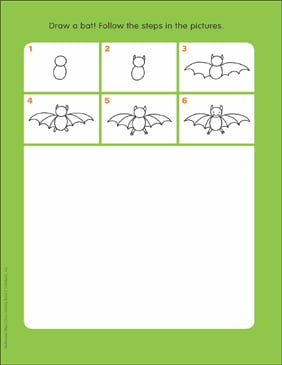 how to draw a bat in steps