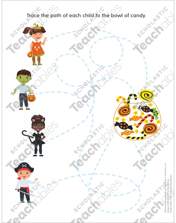 Halloween Candy: Tracing Practice | Printable Skills Sheets