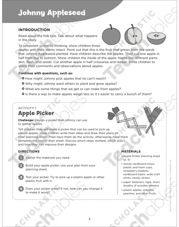 Johnny Appleseed: StoryTime STEM | Printable Lesson Plans, Ideas and ...