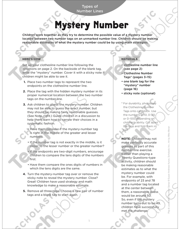 mystery numbers examples