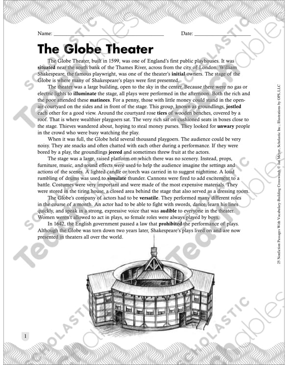 Globe Theater Diagram Worksheet