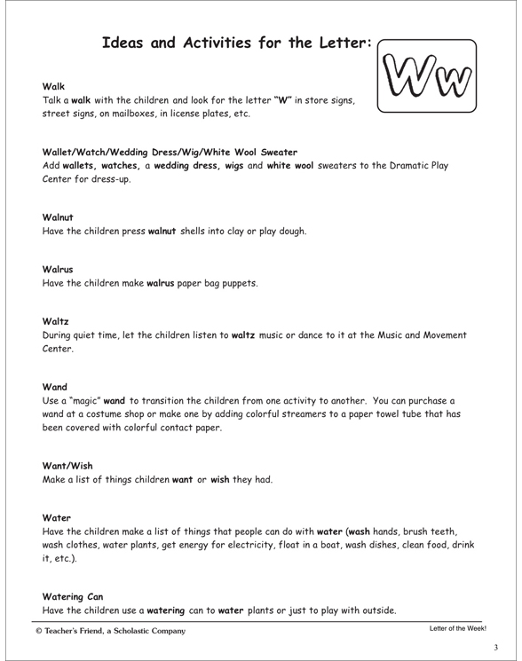 The Letter Ww: Alphabet Unit | Printable Flash Cards and Skills Sheets