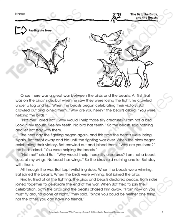 The Bat, the Birds, and the Beasts: Fluency-Building Practice ...