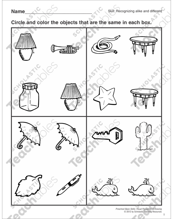 same and different objects