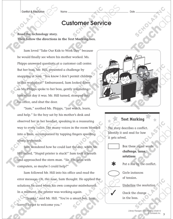 Customer Service: Close Reading Passage | Printable Lesson Plans, Ideas ...