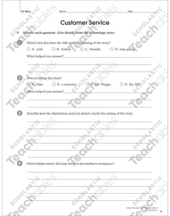 Customer Service: Close Reading Passage | Printable Lesson Plans, Ideas ...