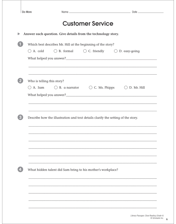 Customer Service: Close Reading Passage | Printable Lesson Plans, Ideas ...