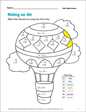 2 didget adding coloring pages