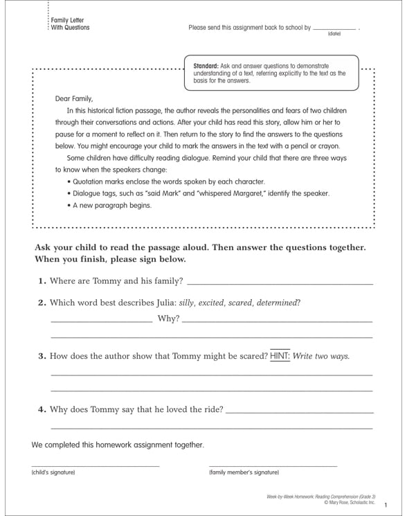The Ferris Wheel: Reading Homework | Printable Skills Sheets and Texts