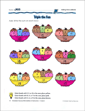 Triple the Fun (Adding Three Addends) | Printable Skills Sheets