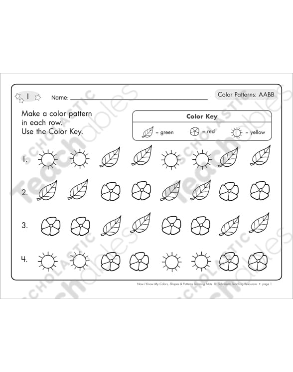 Aabb Pattern Worksheet Pattern Worksheets For Kindergarten & 1st Grade