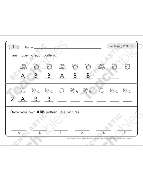 Abb Pattern Worksheets For Kindergarten