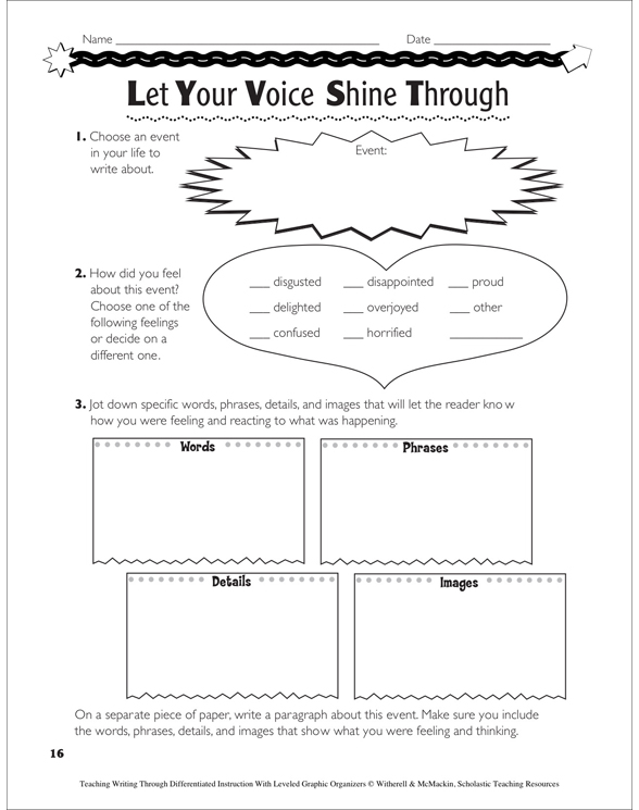Finding a Voice: Leveled Graphic Organizers | Printable Graphic ...