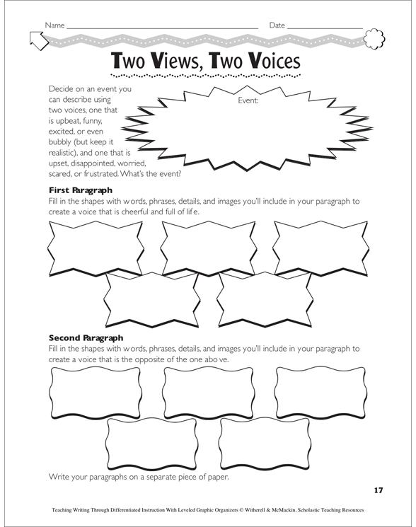 Finding a Voice: Leveled Graphic Organizers | Printable Graphic ...