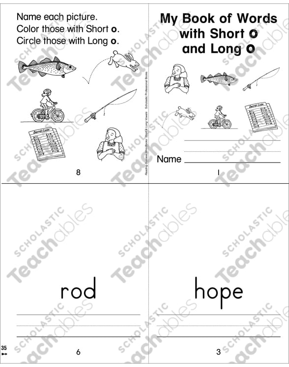 My Book of Words with Short and Long o | Printable Mini-Books