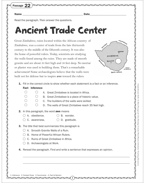 Ancient Trade Center: Close Reading Passage | Printable Skills Sheets ...
