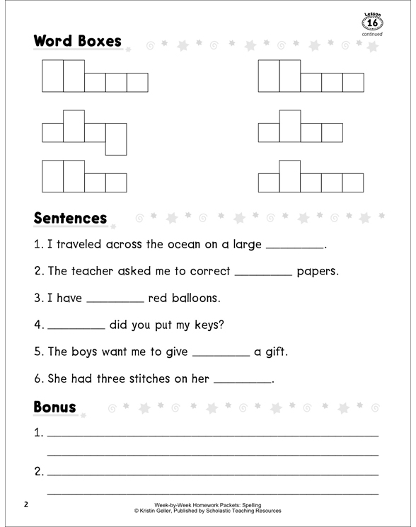 Weekly Spelling Lesson 16 (Grade 2) | Printable Skills Sheets, Lesson ...
