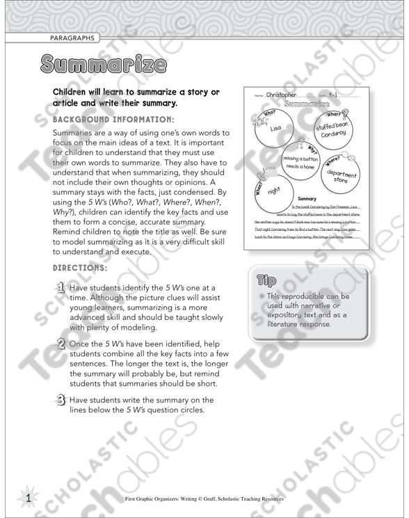 summarizing using graphic organizer