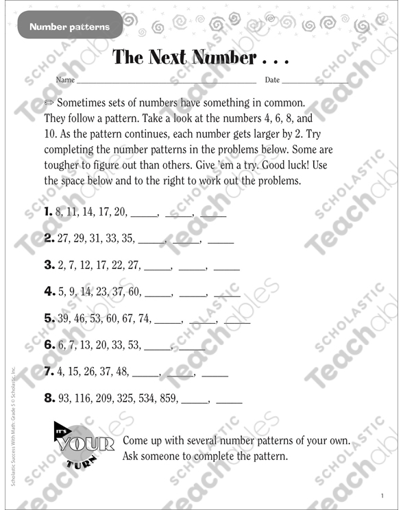 The Next Number (Number Patterns) | Printable Skills Sheets