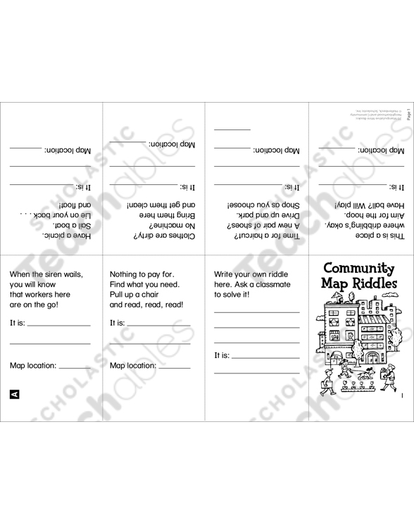 Community Map Riddles: Manipulative Mini-Book | Printable Mini-Books