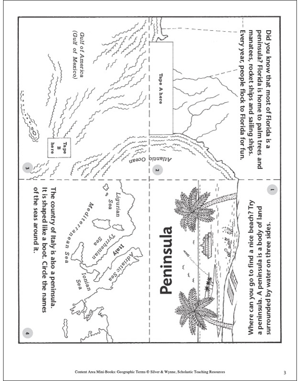 Peninsula: Geographic Terms Mini-Book | Printable Lesson Plans, Ideas ...