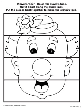 clown face coloring sheet