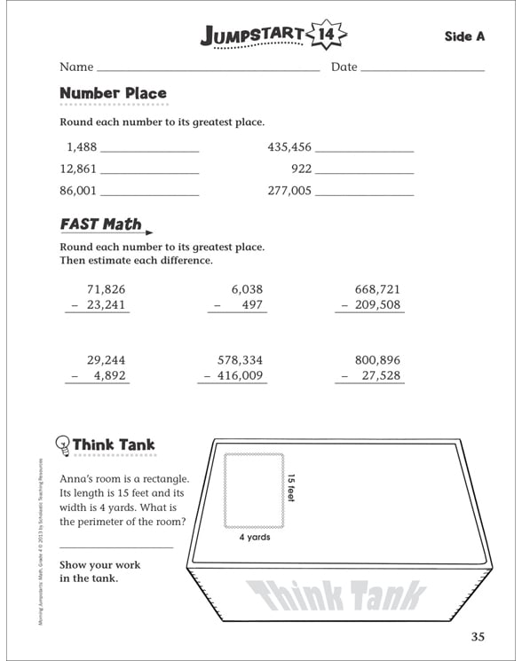 Independent Practice: Grade 4 Math Jumpstart 14 | Printable Skills Sheets