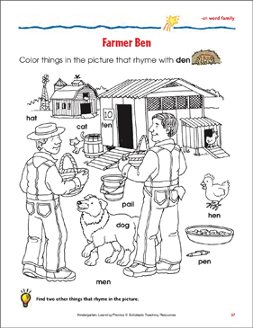 word families coloring sheets