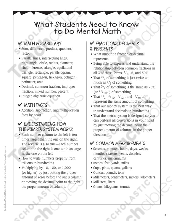 Fast & Fun Mental Math: Week 2 Questions | Printable Lesson Plans ...