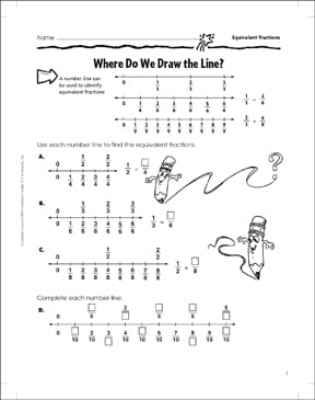 Equivalent Fractions On A Number Line Worksheet