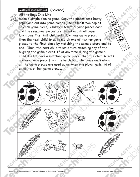 Insects: Dominoes | Printable Lesson Plans, Ideas, Games and Puzzles