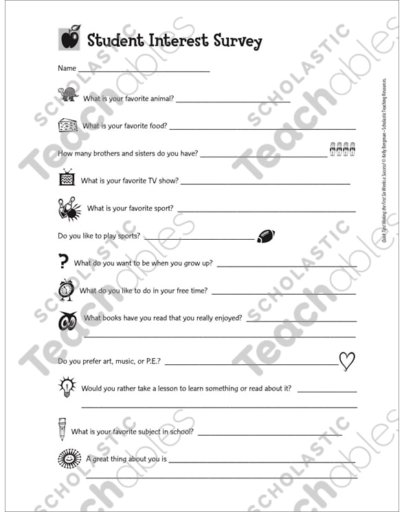 reading interest inventory elementary