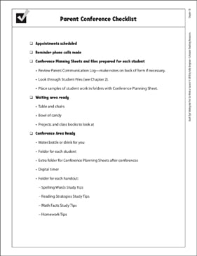 Parent Teacher Meeting Checklist