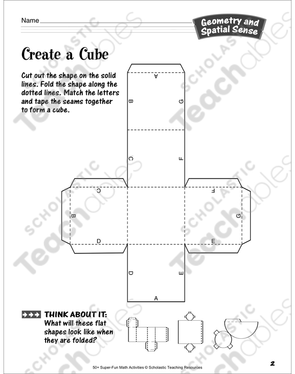 Create a Cube: Geometry and Spatial Sense Activity | Printable Lesson ...
