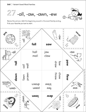 Variant Vowels Worksheets