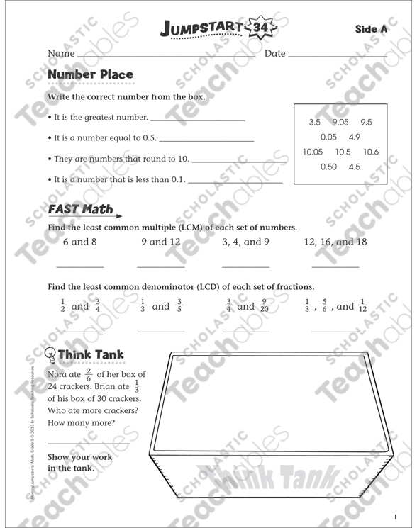 Independent Practice: Grade 5 Math Jumpstart 34 | Printable Skills ...