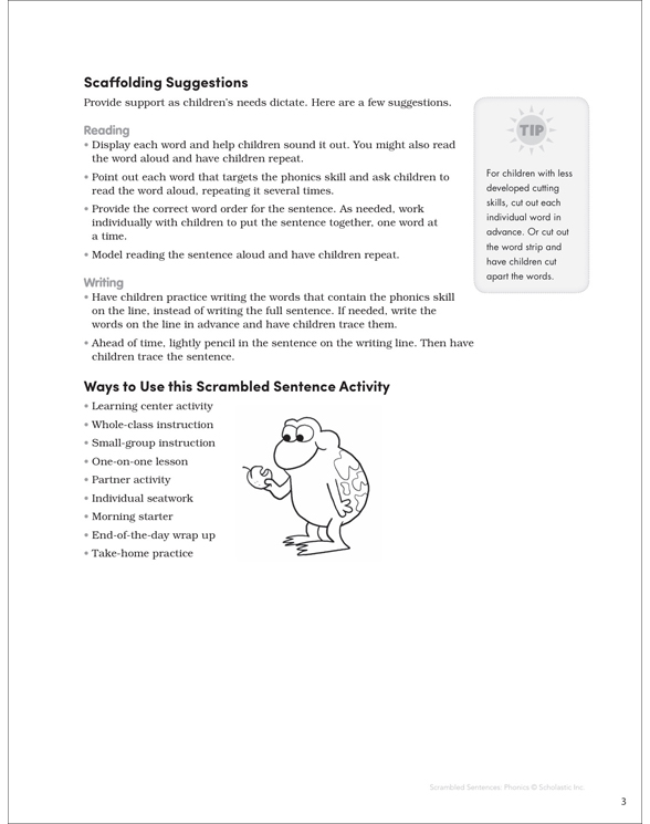 Short i: Phonics Scrambled Sentence | Printable Cut, Pastes and Skills ...