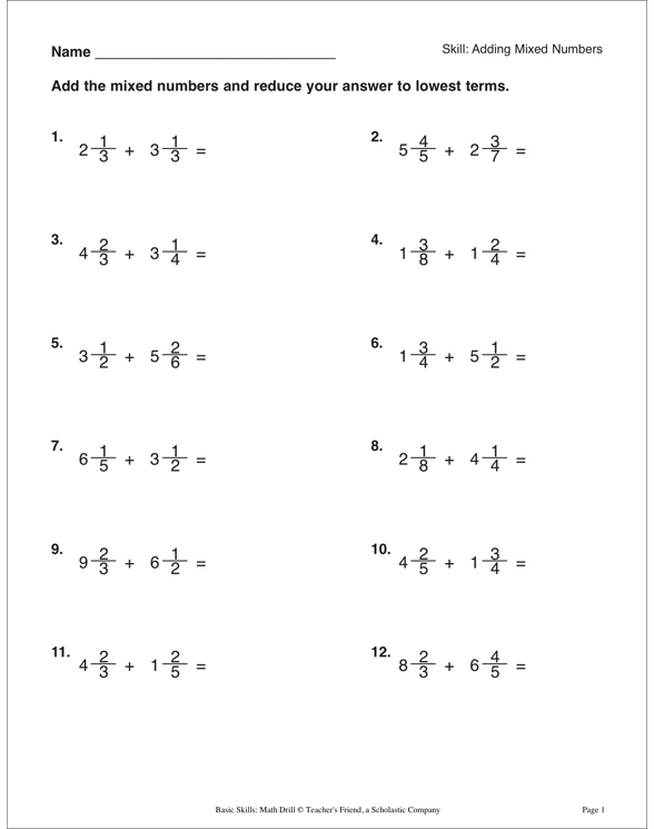 Mixed Numbers Worksheets By Catherine S Teachers Pay Teachers Mixed 