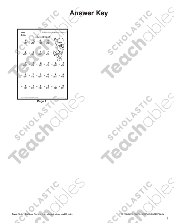I Love Division! (One-Digit Quotients Without Remainders) | Printable ...