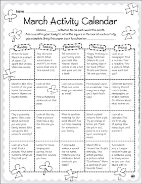 March Activity Calendar