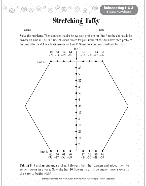 Stretching Taffy (Subtract 1- & 2-Digit Numbers) | Printable Skills ...