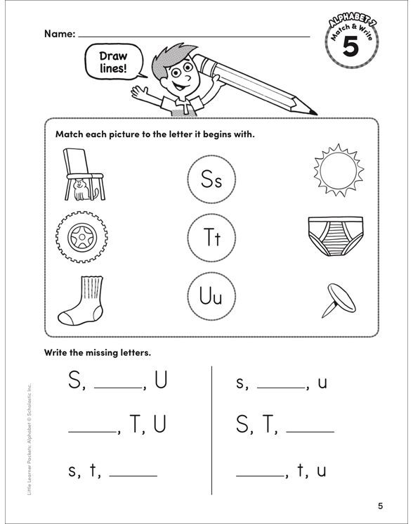 Alphabet Packet: S, T, U | Printable Skills Sheets