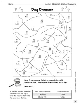 Addition Worksheets Hidden Picture