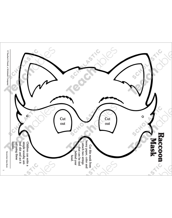raccoon mask coloring pages