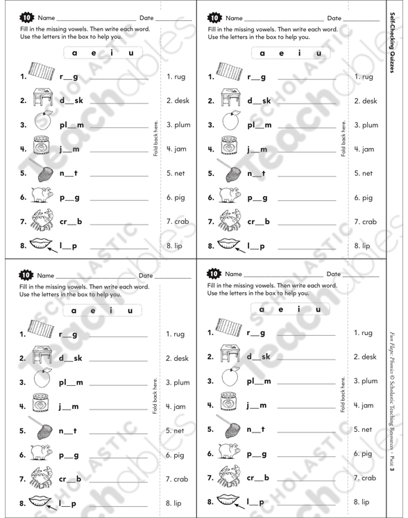 Short Vowels: Fun-Flaps Phonics Manipulative (Body Parts) | Printable ...