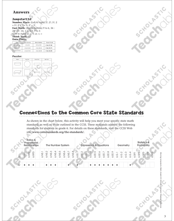 Independent Practice: Grade 6 Math Jumpstart 42 | Printable Skills ...