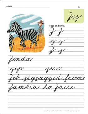 cursive letter zebra