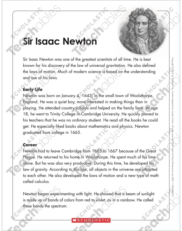 isaac newton coloring sheet